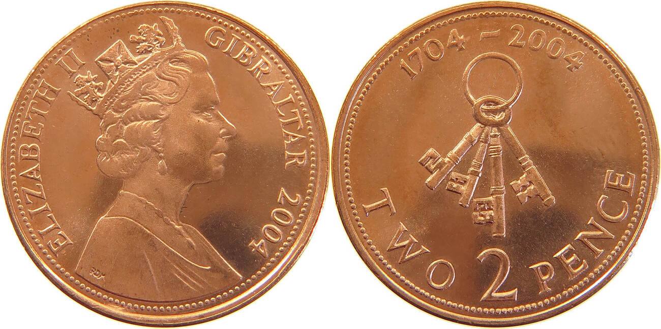 GIBRALTAR 2 PENCE 2004 Elizabeth II. (1952-2022) VZ | MA-Shops