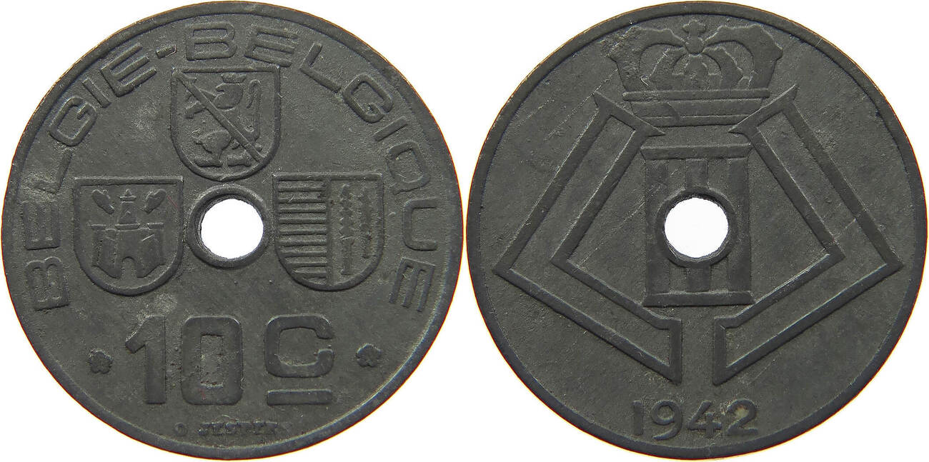 BELGIUM 10 CENTIMES 1942 LEOPOLD III. (1934-1951) SS | MA-Shops