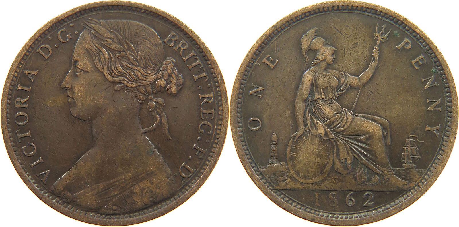 GREAT BRITAIN PENNY 1862 Victoria 1837-1901 SS | MA-Shops