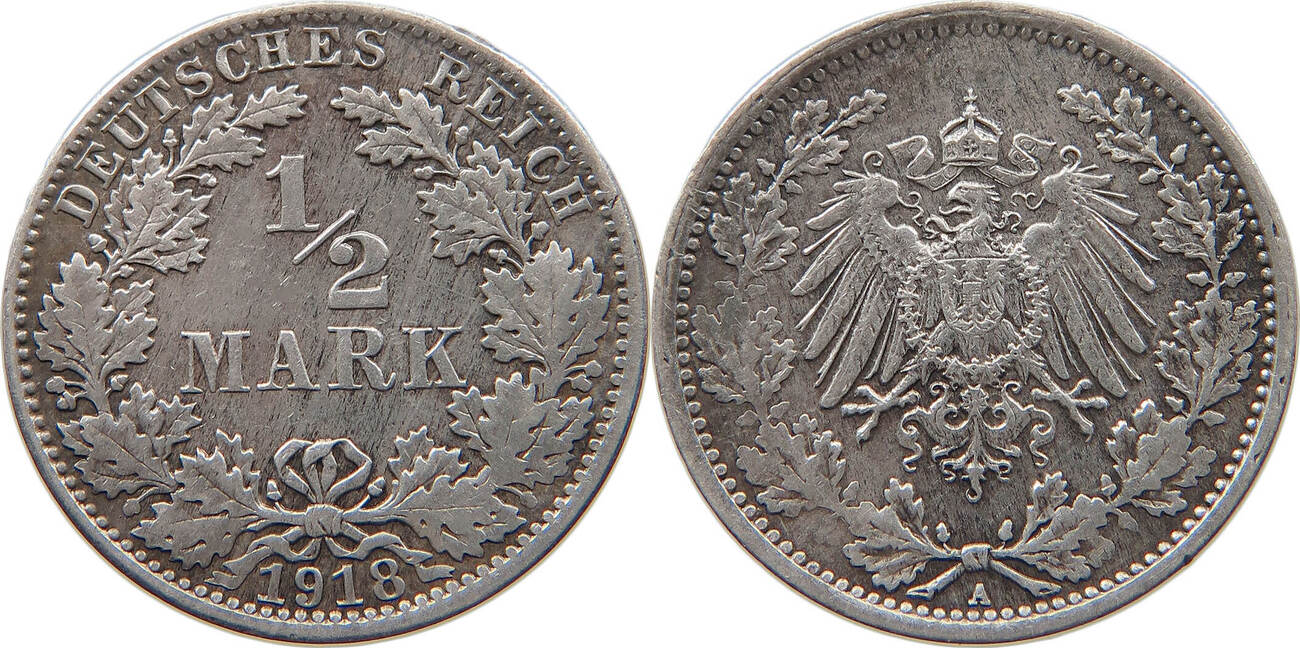 KAISERREICH 1/2 MARK 1918 A SS | MA-Shops