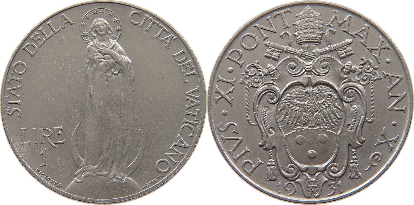 VATICAN LIRA 1931 PIUS XI. (1922-1939) SS/SS+ | MA-Shops