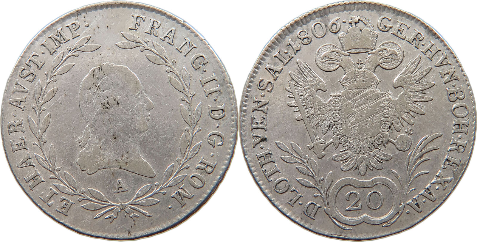 HAUS HABSBURG 20 KREUZER 1806 A WIEN FRANZ II. 1792-1835 SS | MA-Shops