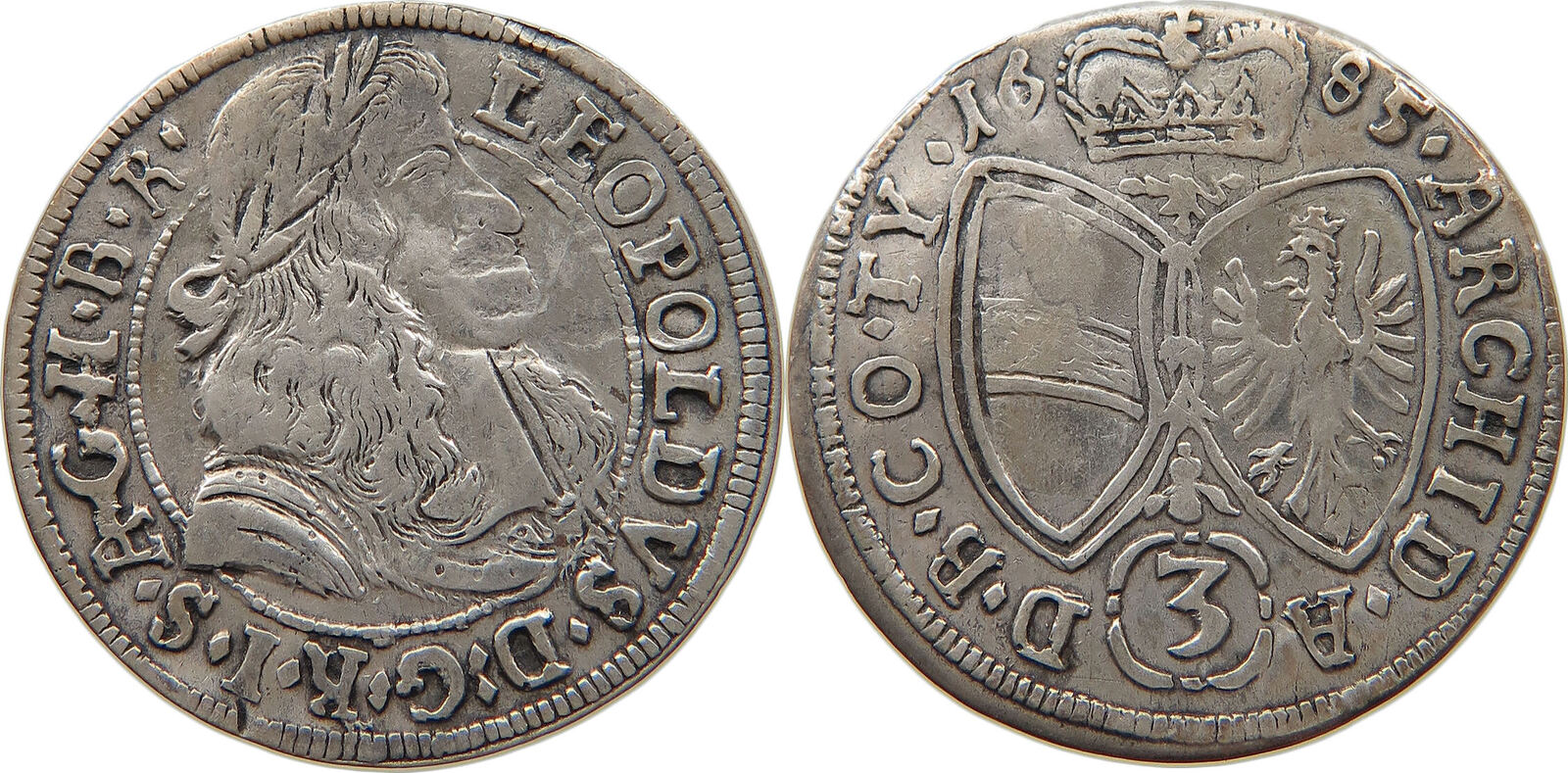 HAUS HABSBURG 3 KREUZER 1685 HALL LEOPOLD I. (1657-1705) SS- | MA-Shops