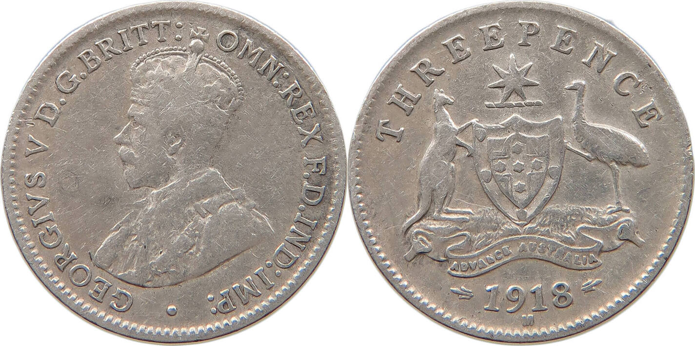 AUSTRALIA 3 PENCE 1918 M George V. (1910-1936) SS | MA-Shops