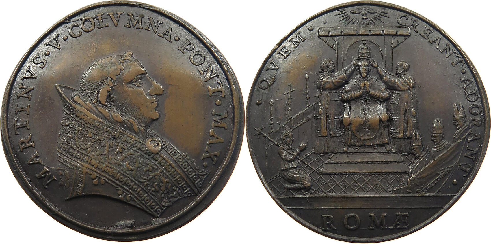 VATICAN MEDAL MARTIN V. 1417-1431 MARTINVS V COLVMNA PONT MAX / QVEM ...