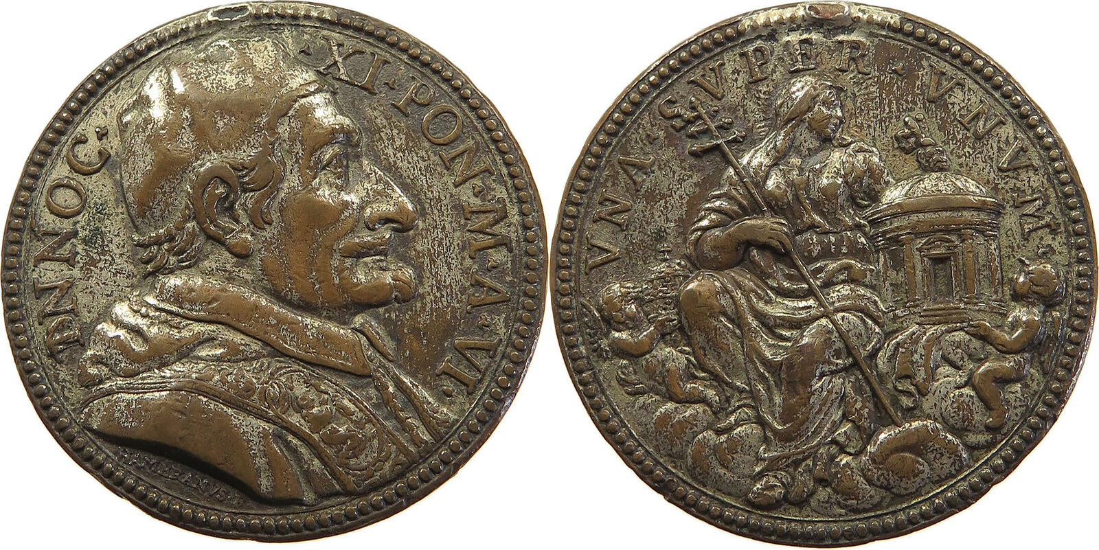 VATICAN MEDAL INNOCENT XI. 1676-1689 VNA SVPER VNVM SS | MA-Shops