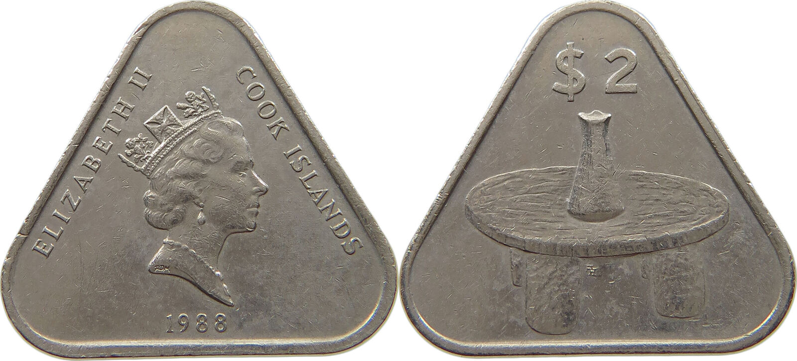 COOK ISLANDS 2 DOLLARS 1988 Elizabeth II. (1952-2022) SS | MA-Shops