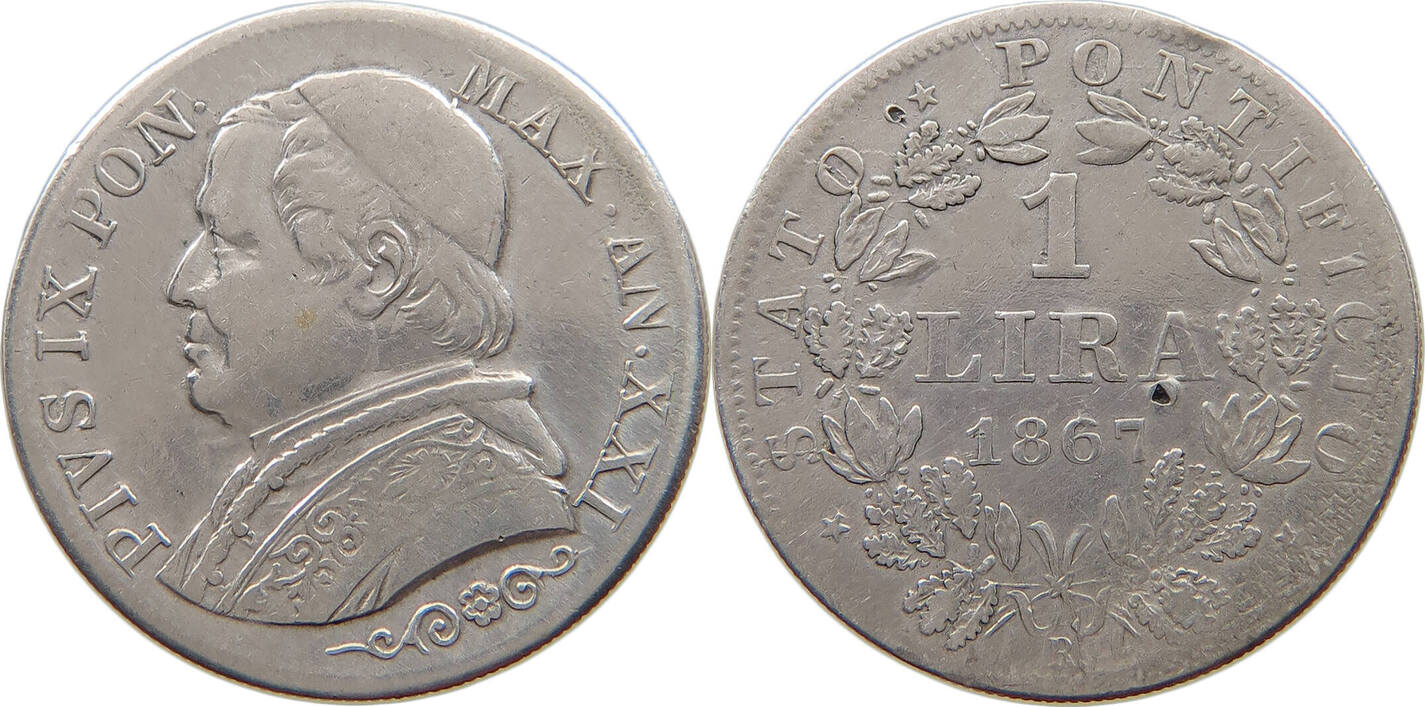 VATICAN LIRA 1867 Pius IX. 1846-1878. S-SS | MA-Shops