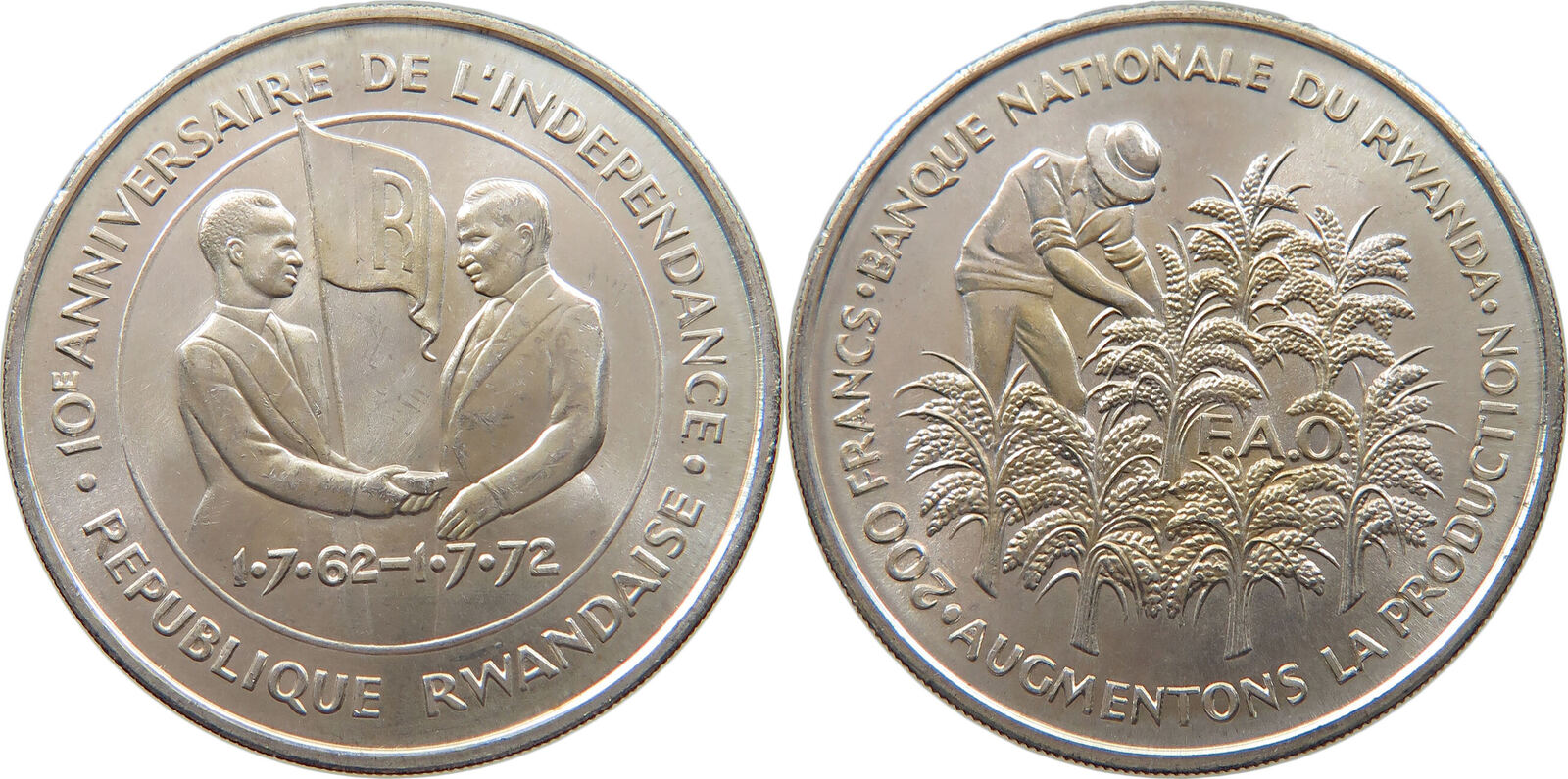 RWANDA 200 FRANCS 1972 FAO VZ | MA-Shops
