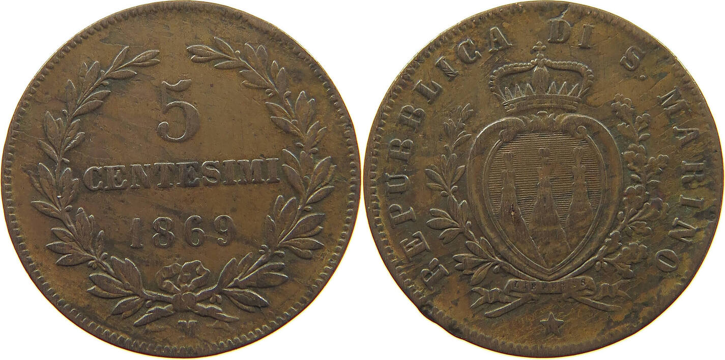 SAN MARINO 5 CENTESIMI 1869 SS | MA-Shops
