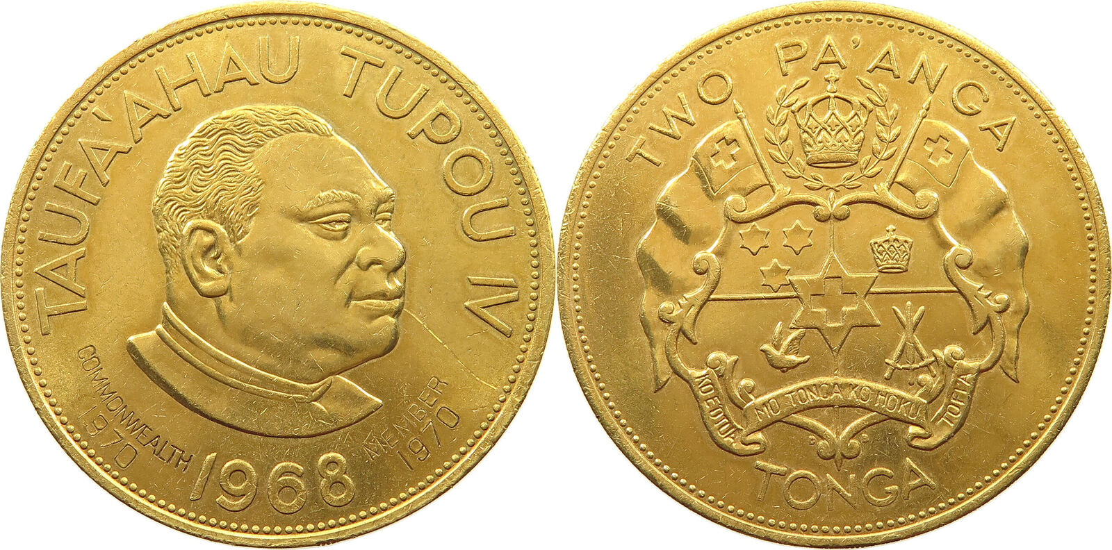 TONGA 2 PAANGA 1968 COMMONWEALTH 1970 GOLD PLATED SS+ | MA-Shops