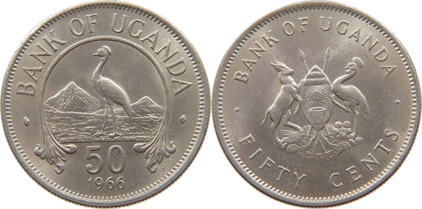 UGANDA 50 CENTS 1966 VZ | MA-Shops