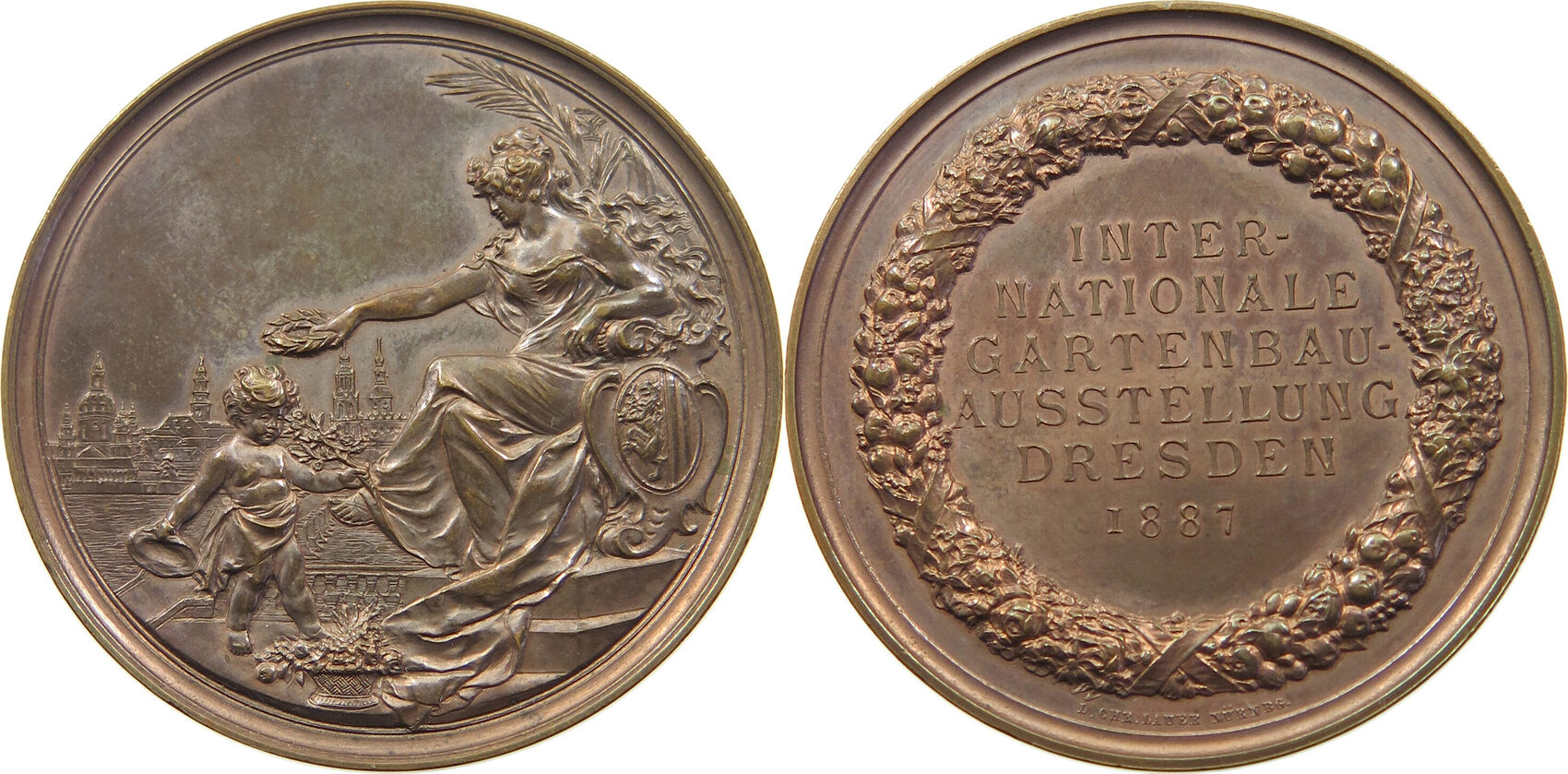 SACHSEN DRESDEN MEDAILLE Dresden 1887 von Lauer, der Internationalen ...