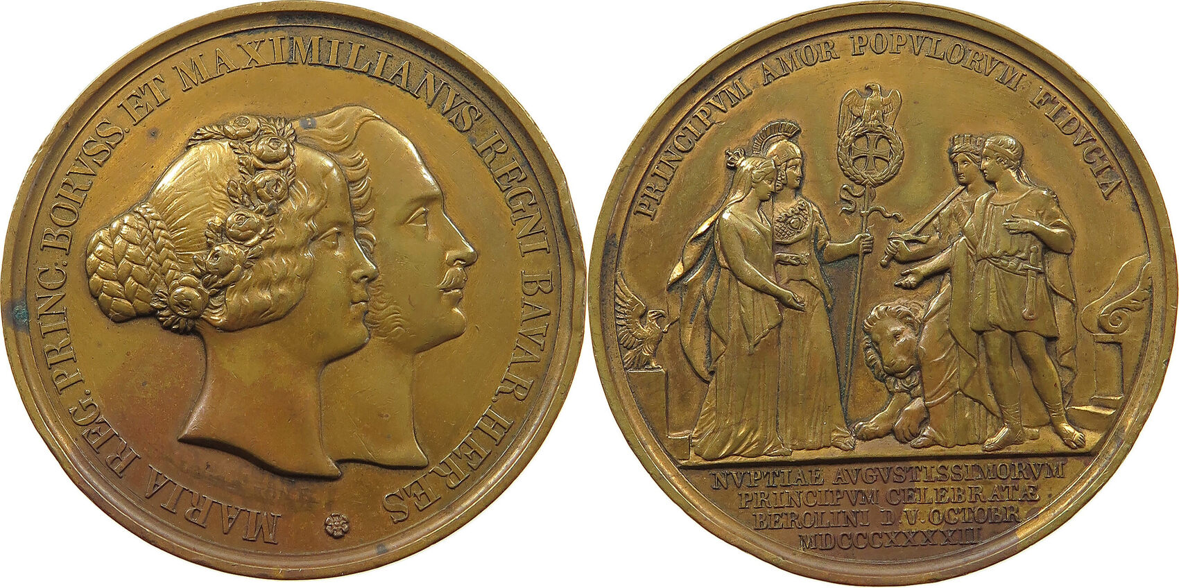 BAYERN MEDAILLE 1842 Maximilian II. Emanuel 1679-1726 Auf die ...