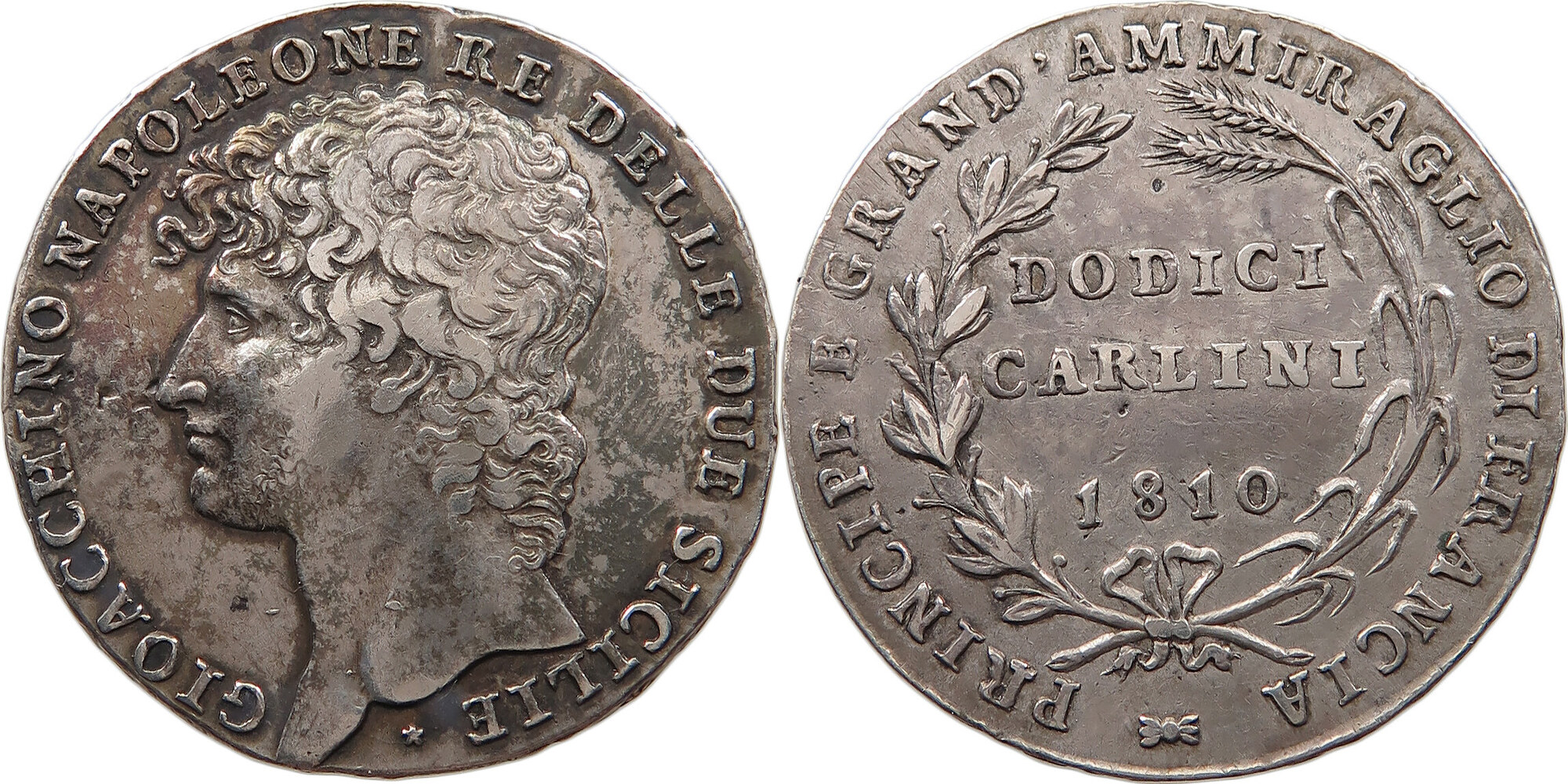 ITALY STATES NAPLES SICILY 12 CARLINI PIASTRA 1810 Joachim I. (1808 ...