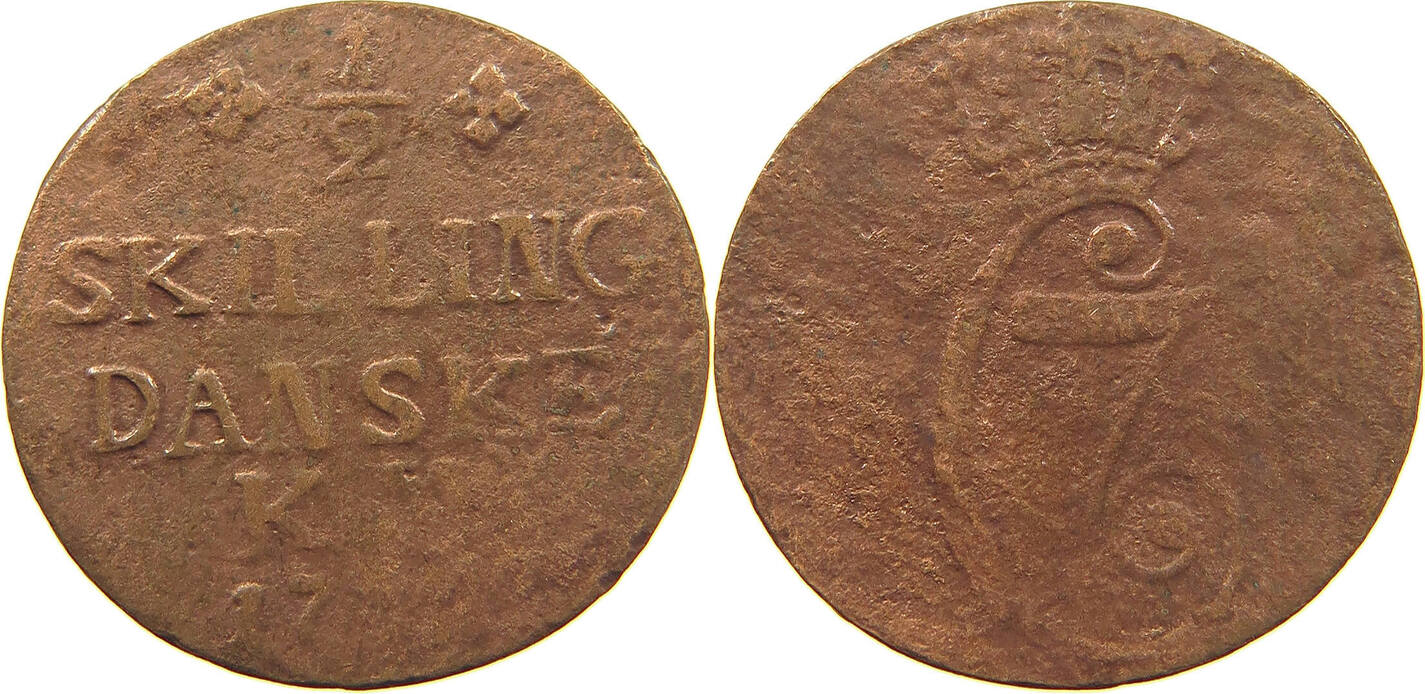 DENMARK 1/2 SKILLING 1771 Christian VII. (1766-1808) S | MA-Shops