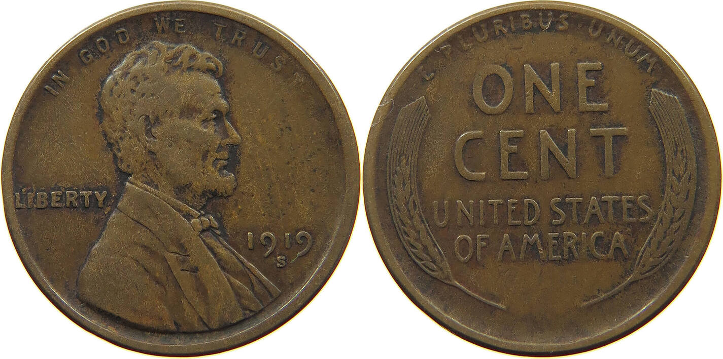UNITED STATES OF AMERICA CENT 1919 S Lincoln Wheat SS | MA-Shops