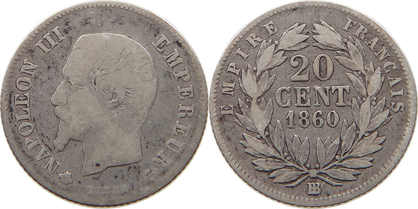 FRANCE 20 CENTIMES 1860 BB Napoleon III. (1852-1870) S | MA-Shops