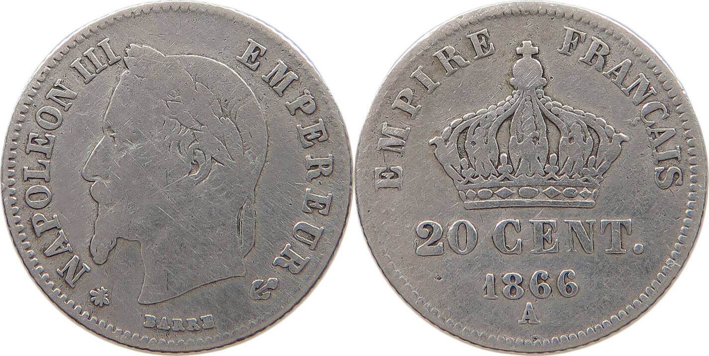 FRANCE 20 CENTIMES 1866 A Napoleon III. (1852-1870) S | MA-Shops