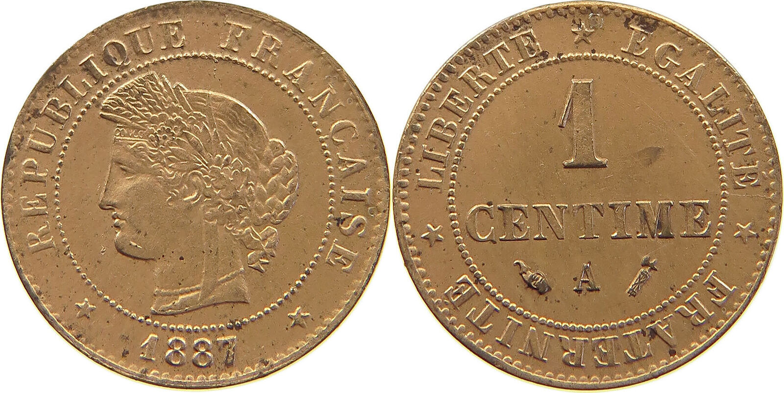 FRANCE CENTIME 1887 A SS+ | MA-Shops