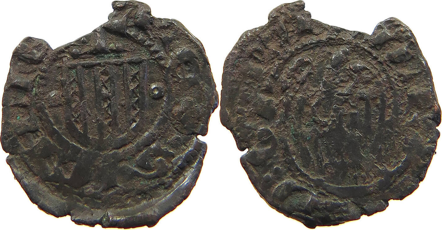 ITALY STATES SICILY DENARO ALFONSO ARAGON 1416-1458 DOUBLE STRUCK S-SS ...