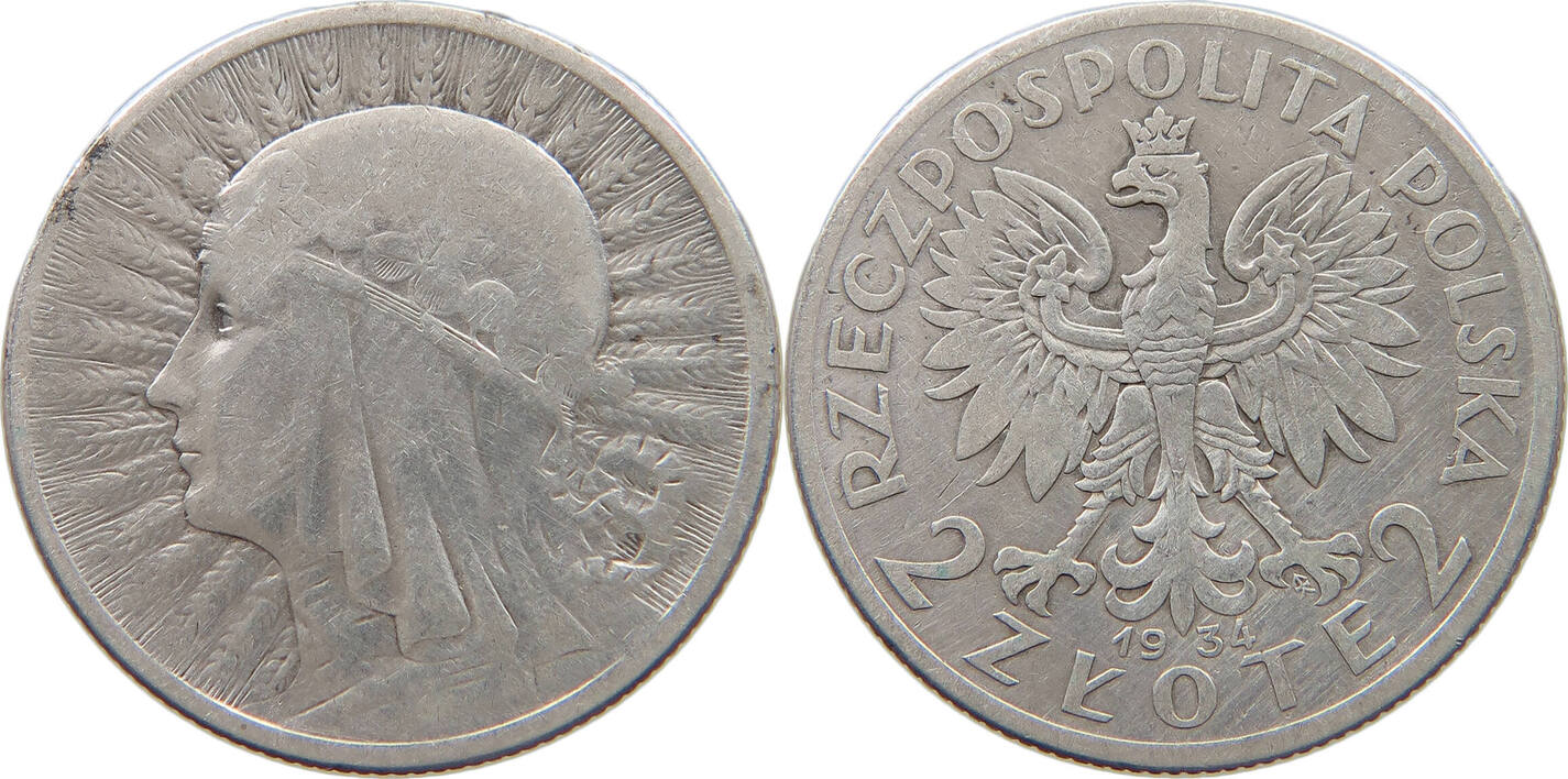 POLAND 2 ZLOTE 1934 S-SS | MA-Shops