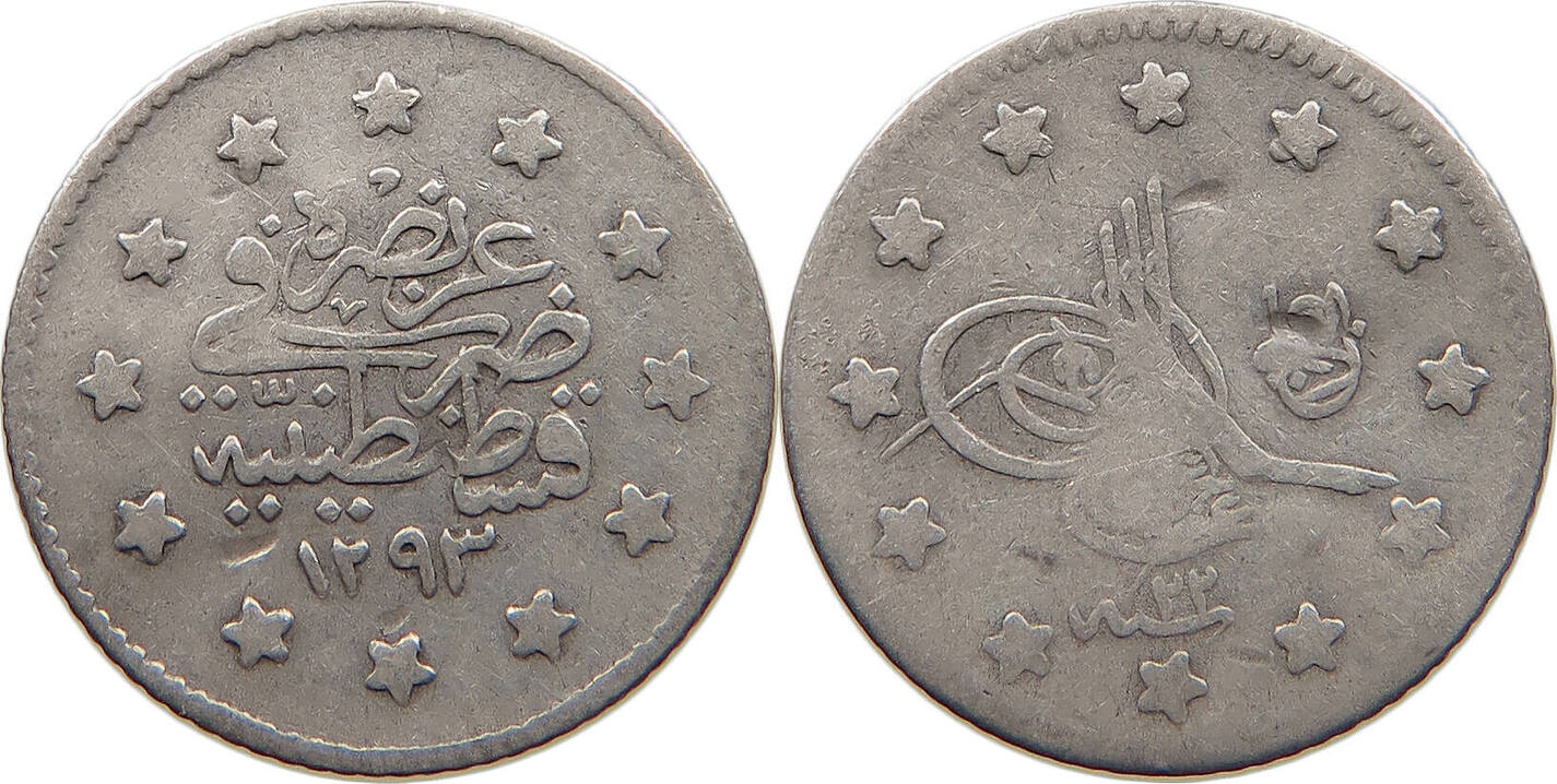 TURKEY OTTOMAN KURUS 1293 22 Abdul Hamid II. (1876-1909) S | MA-Shops