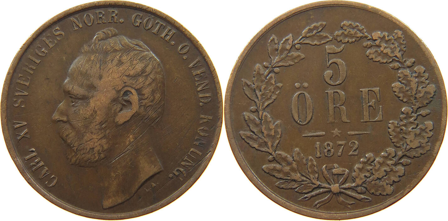 SWEDEN 5 ÖRE 1872 Karl XV. (1859-1872) SS | MA-Shops