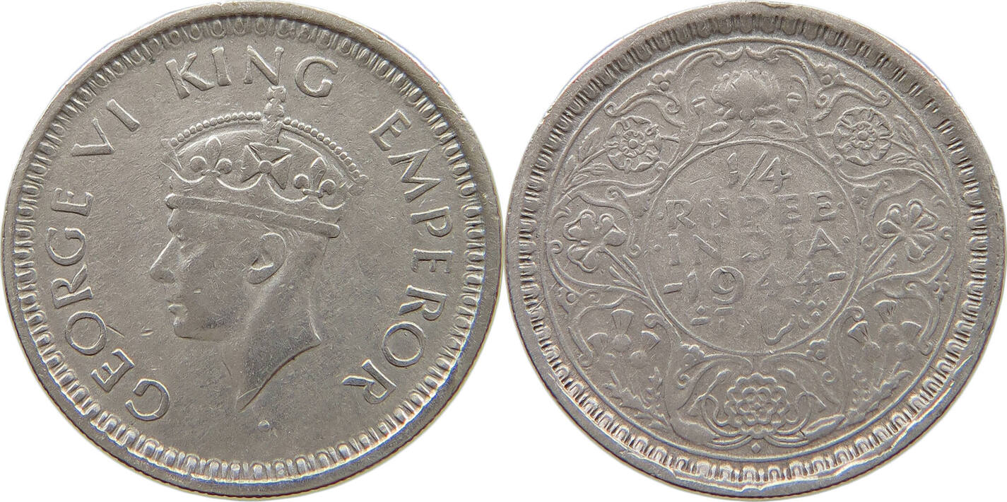 INDIA BRITISH 1/4 RUPEE 1944 George VI. (1936-1952) SS- | MA-Shops