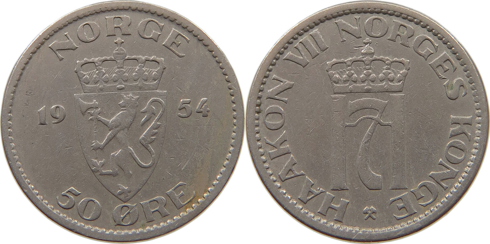 NORWAY 50 ÖRE 1954 HAAKON VII. 1905-1957 SS | MA-Shops