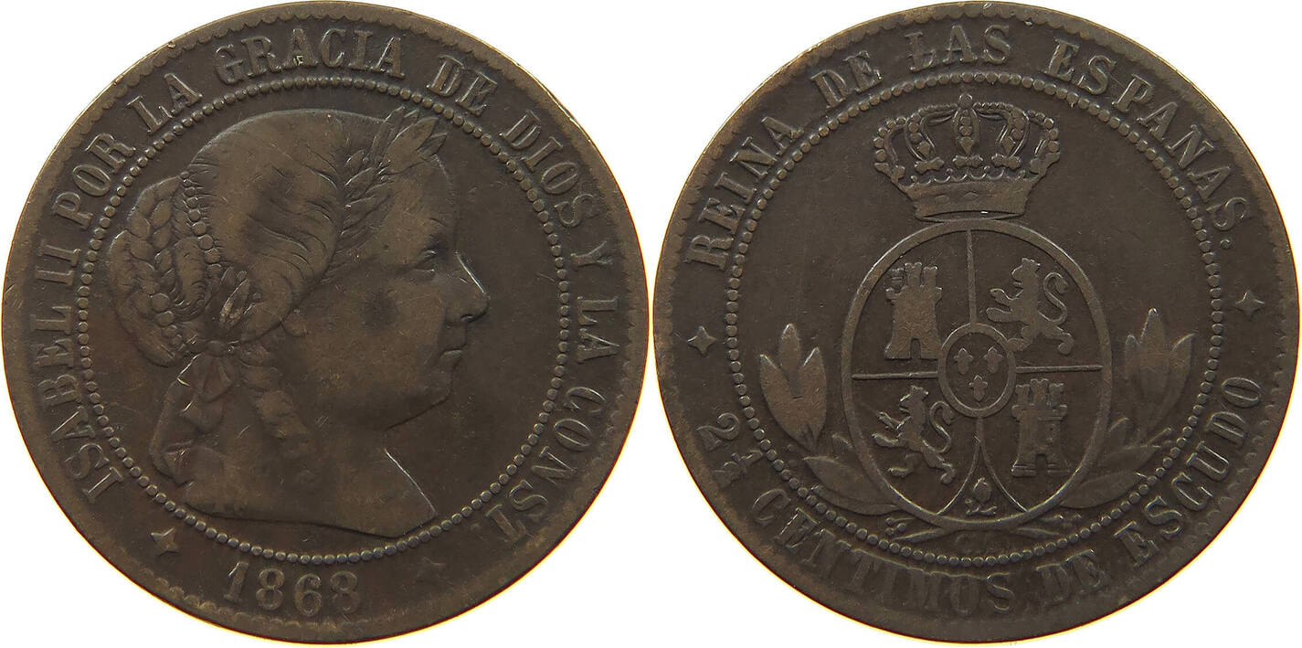 SPAIN 2 1/2 CENTIMOS Isabell II. (1833–1868) SS | MA-Shops