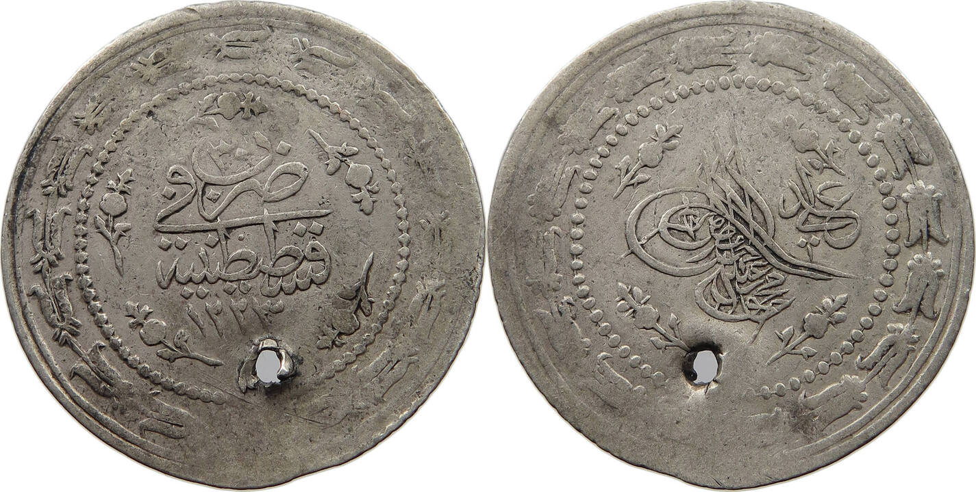 TURKEY OTTOMAN 3 KURUS 1223 20 Mahmud II. (1808-1839) S-SS | MA-Shops