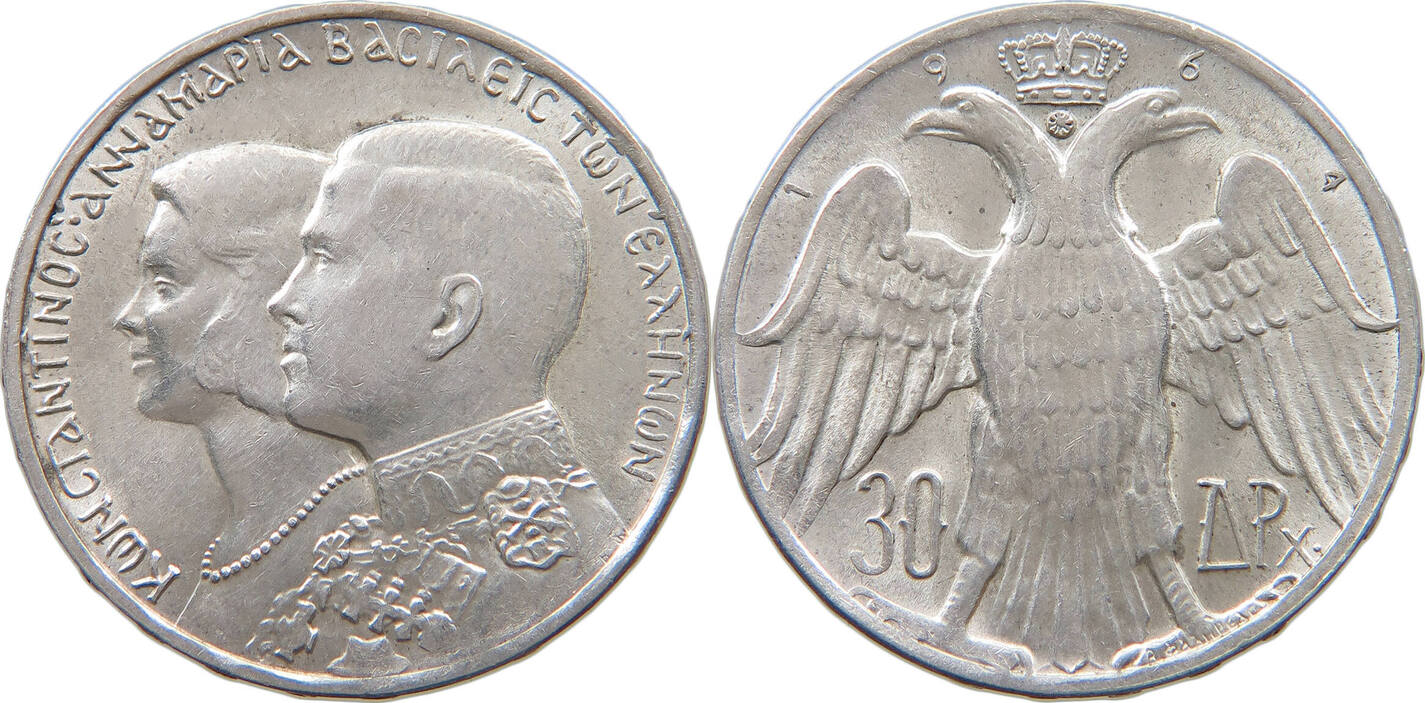 GREECE 30 DRACHMAI 1964 Constantine II. (1964-1973) VZ- | MA-Shops