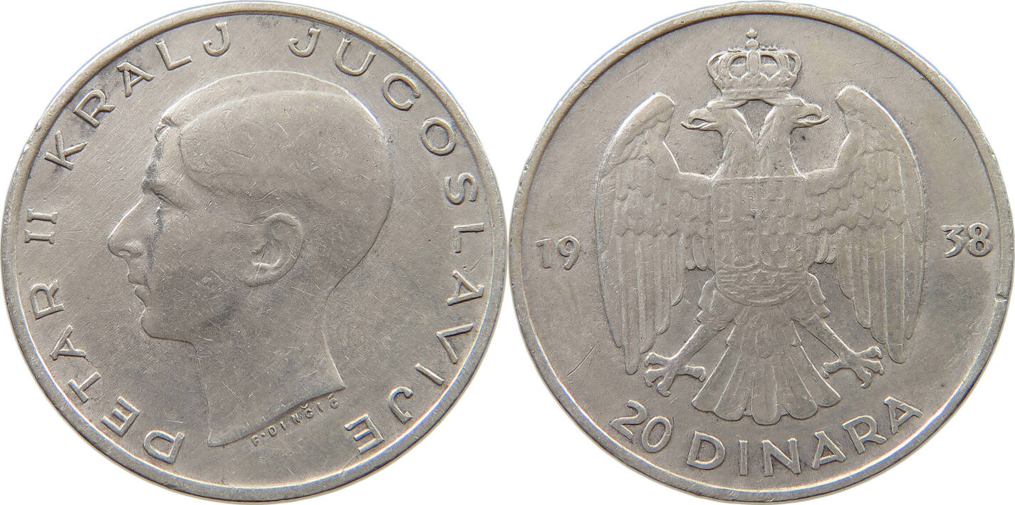 YUGOSLAVIA 20 DINARA 1938 Petar II (1934-1945) SS | MA-Shops