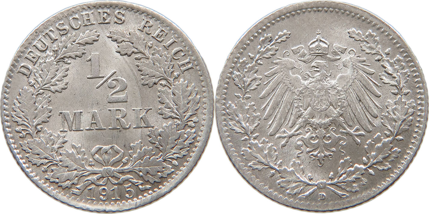 KAISERREICH 1/2 MARK 1915 D SS+ | MA-Shops