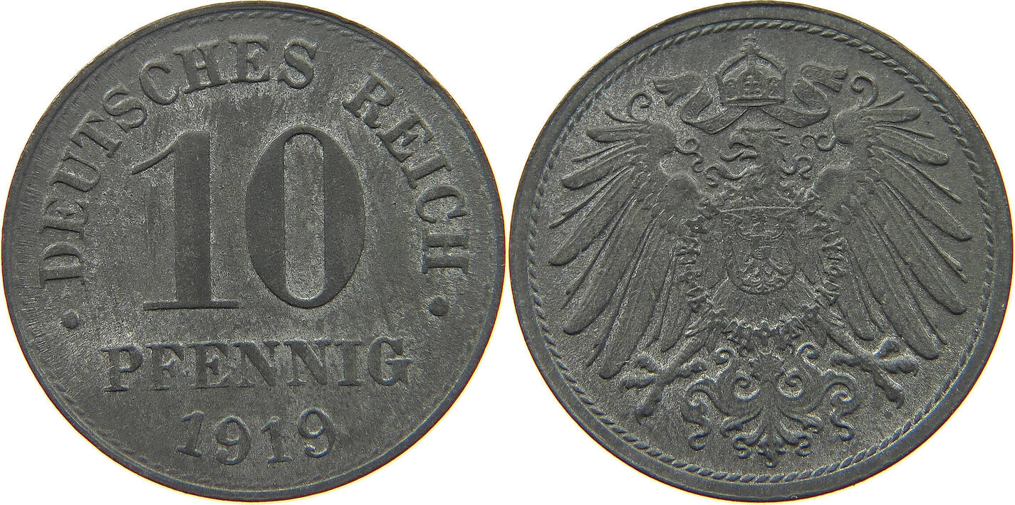 DEUTSCHES REICH 10 PFENNIG 1919 VZ- | MA-Shops