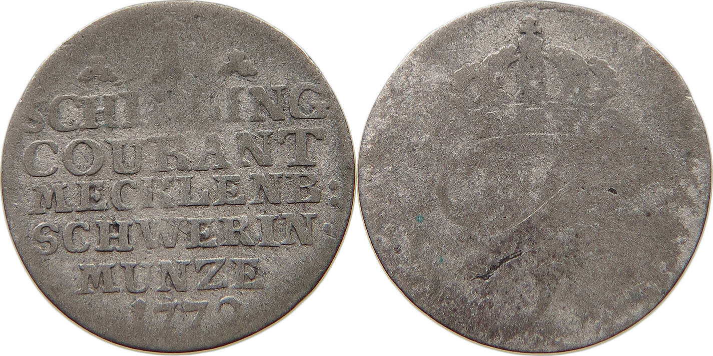 MECKLENBURG SCHWERIN SCHILLING 1772 Friedrich 1756-1785. SS | MA-Shops