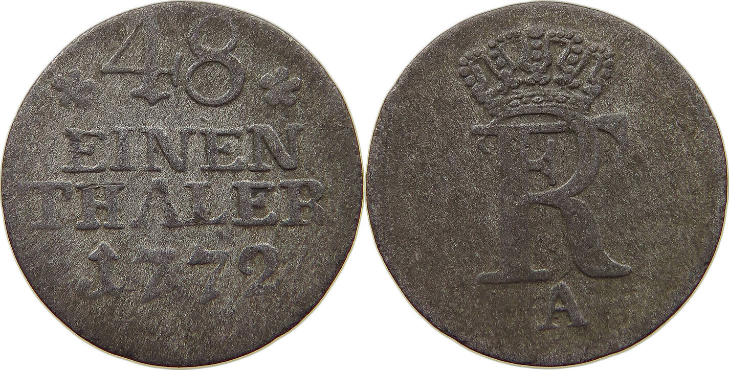 BRANDENBURG PREUSSEN 1/48 TALER 1772 A Friedrich II. der Große (1740 ...