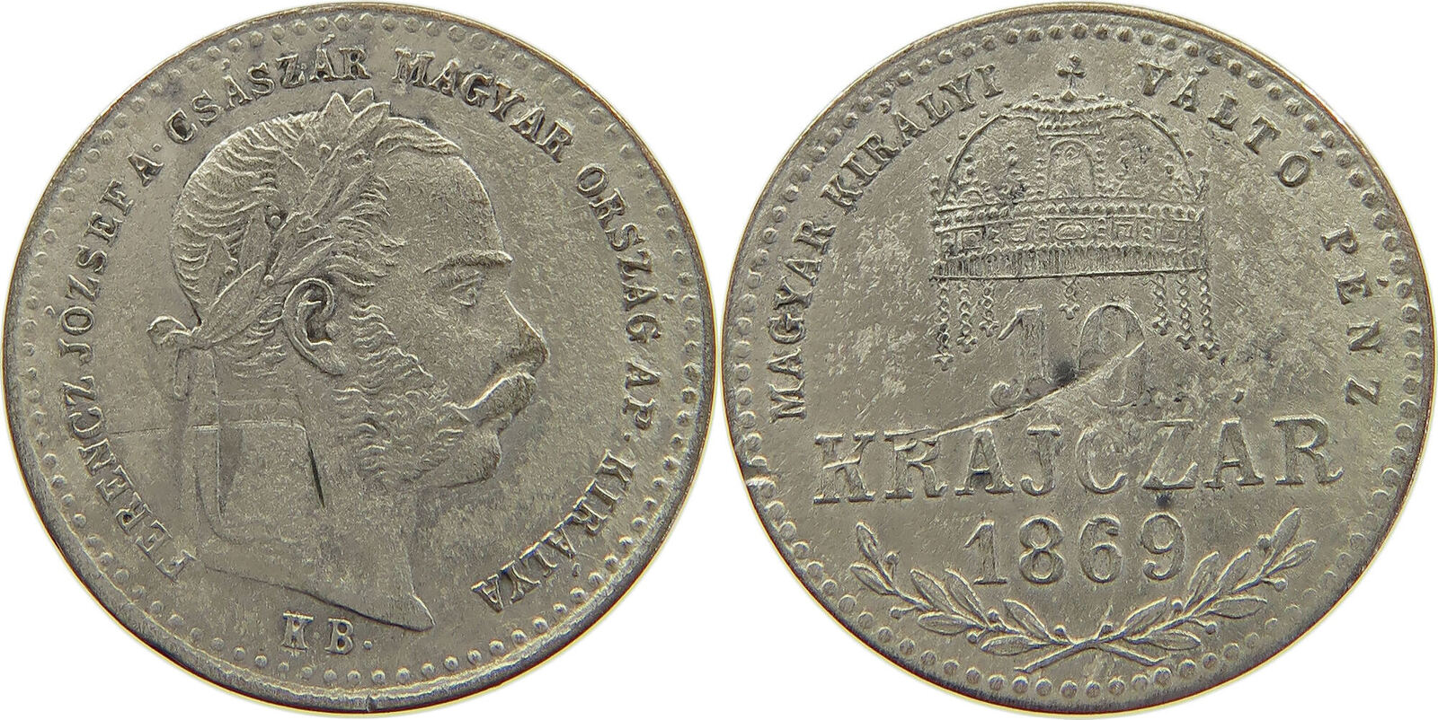 HAUS HABSBURG 10 KRAJCZAR 1869 KB FRANZ JOSEPH I. 1848-1916 S-SS | MA-Shops