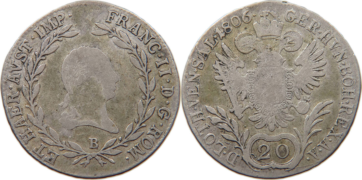 HAUS HABSBURG 20 KREUZER 1806 B FRANZ II. 1792-1835 S | MA-Shops