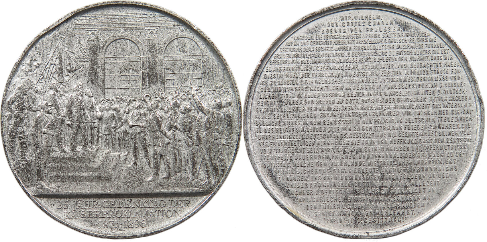 KAISERREICH MEDAILLE 1896 25 JÄHR GEDENKTAG DER KAISERPROKLAMATION SS | MA-Shops