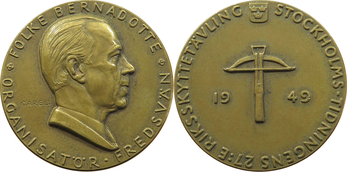 SWEDEN MEDAL 1949 FOLKE BERNADOTTE, GARELL VZ | MA-Shops