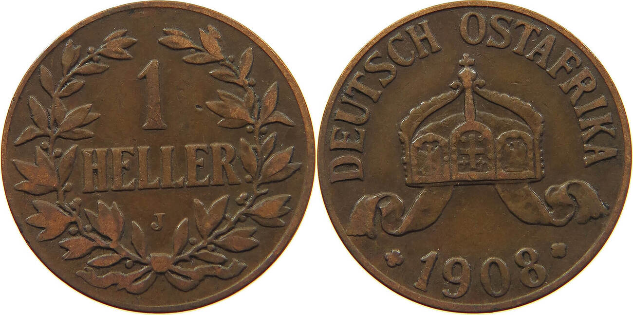 DEUTSCH OSTAFRIKA HELLER 1908 J SS- | MA-Shops