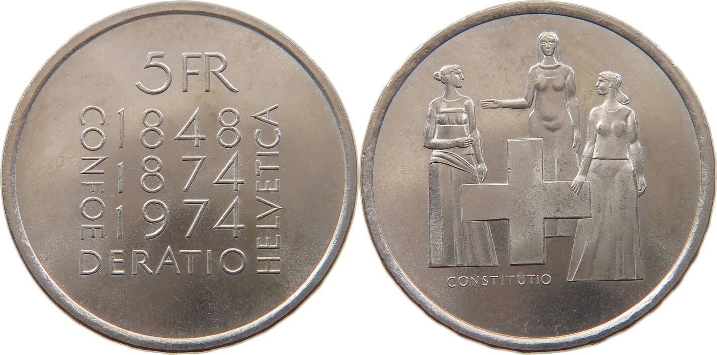 SCHWEIZ 5 FRANKEN FRANCS 1974 VZ | MA-Shops