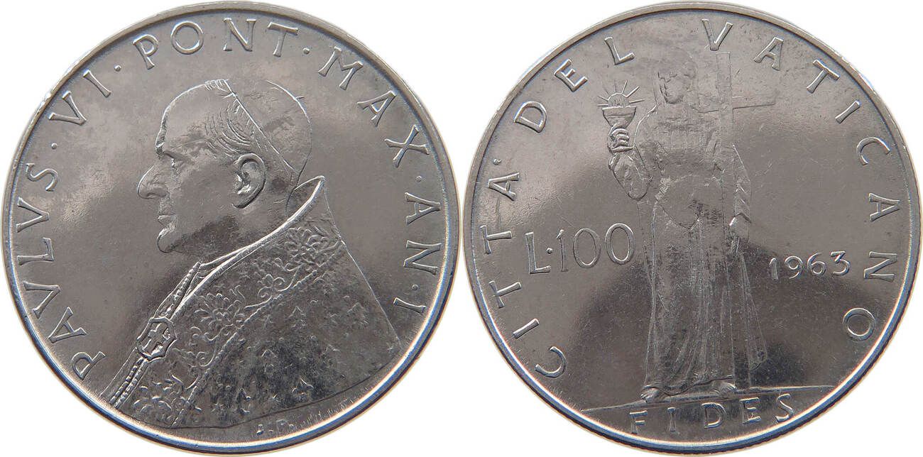 VATICAN 100 LIRE 1963 PAUL VI. 1963-1978 VZ | MA-Shops