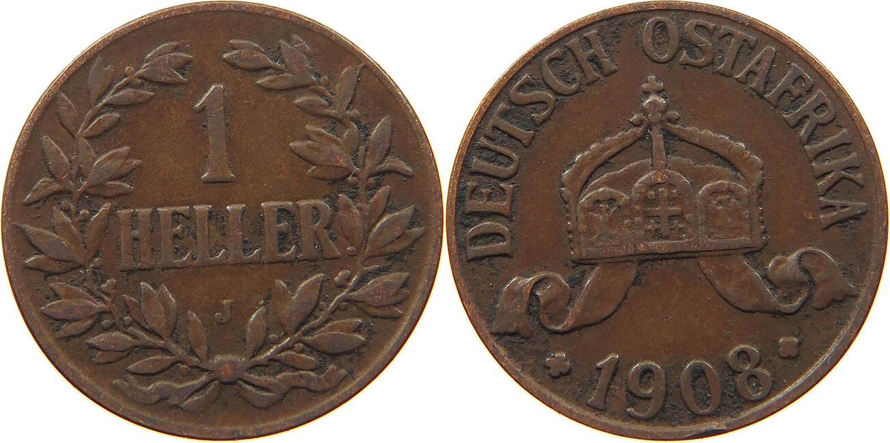 DEUTSCH OSTAFRIKA HELLER 1908 J SS- | MA-Shops