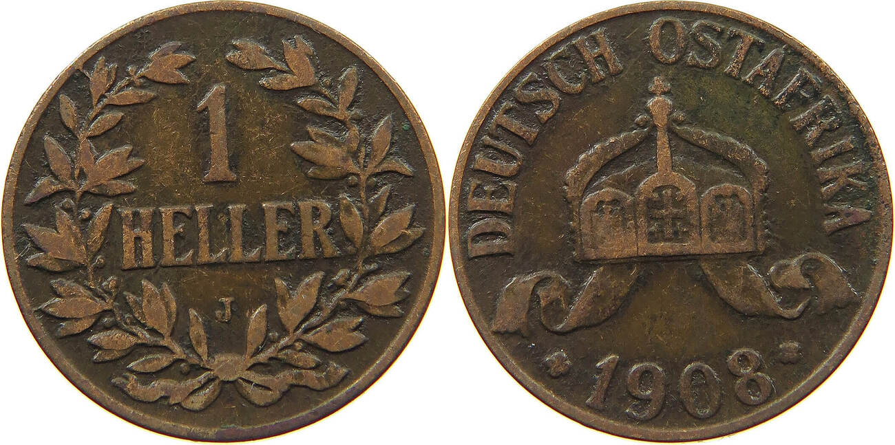 DEUTSCH OSTAFRIKA HELLER 1908 J S | MA-Shops