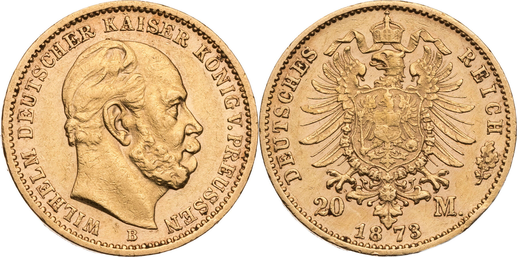 Kaiserreich, Preussen 20 Mark 1873 B Wilhelm I. (1861-1888) - Kursmünze ...