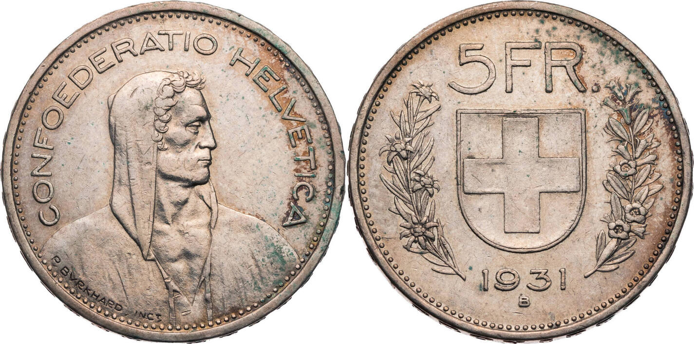Schweiz 5 Franken 1931 B Alphirt - Kursmünze (1931-1969) ss, Rf. | MA-Shops