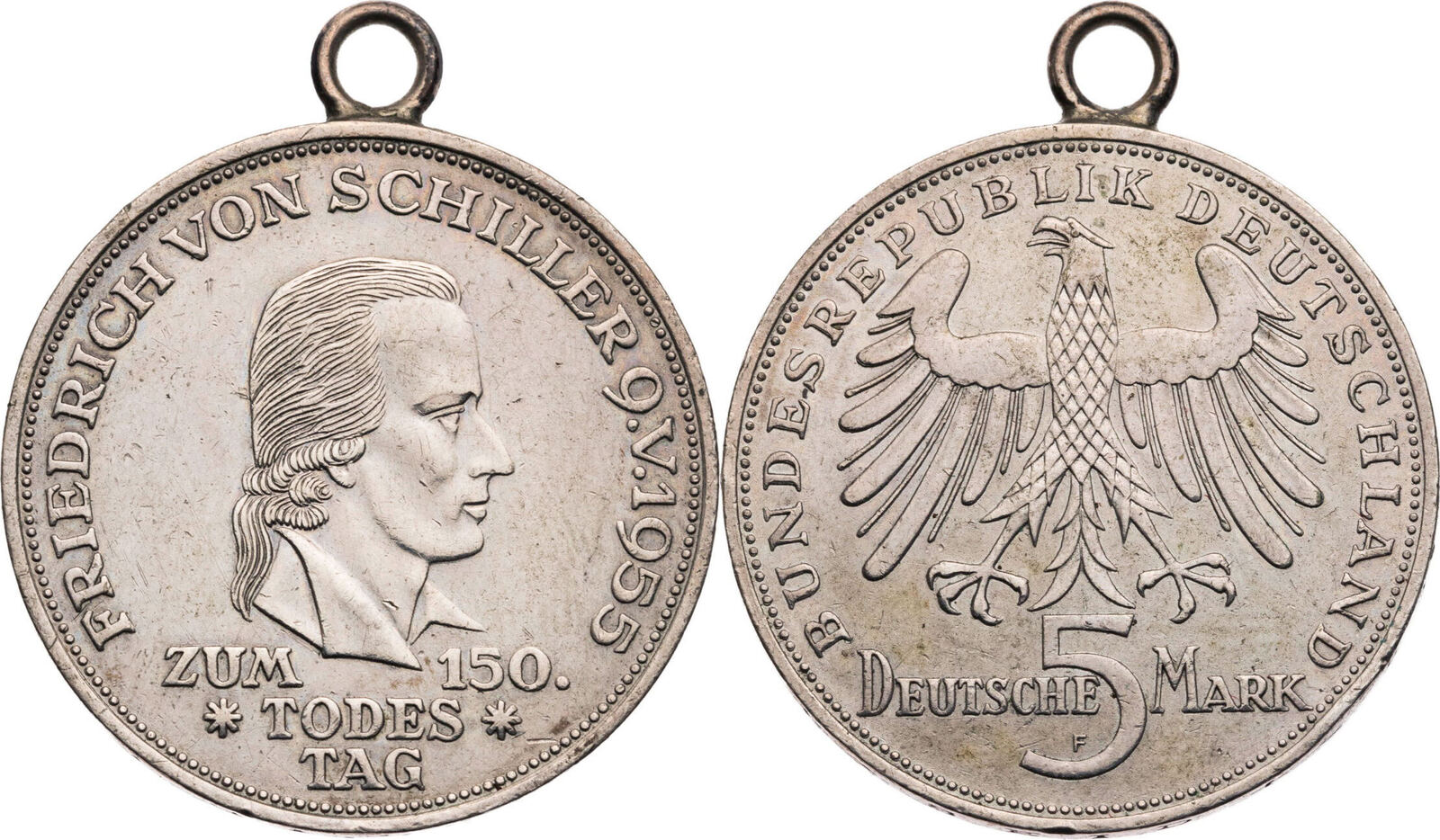 Bundesrepublik Deutschland 5 DM 1955 F Zum 150. Todestag von Friedrich von Schiller ss-vz ...
